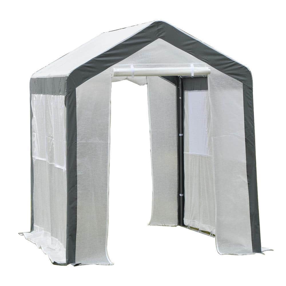 ToolCat 8 ft. x 6 ft. x 7 ft. Walk in DIY Greenhouse, Outdoor Garden ...