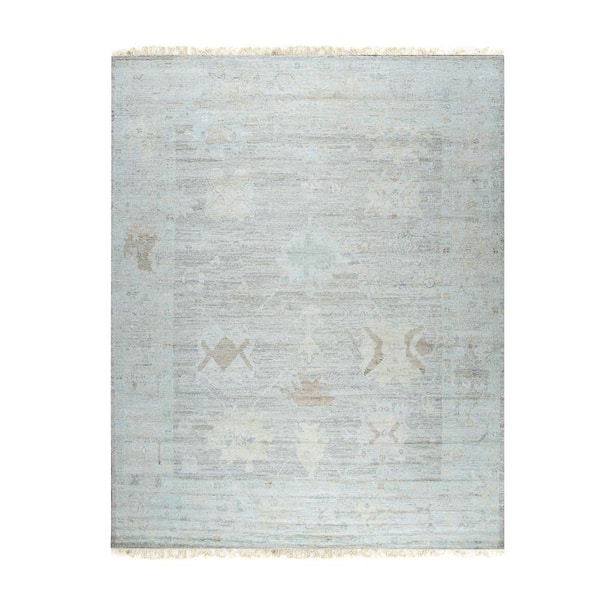 EORC Light Fawn/ Ivory 9 ft. x 12 ft. Hand-Knotted Natural Silk Classic ...