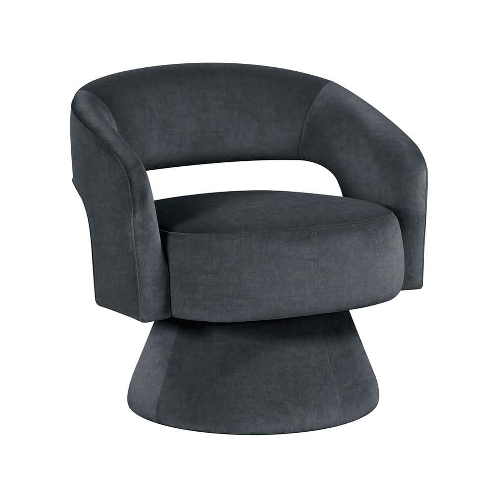 Lazzara Laurie Dark Gray Velvet Upholstery Swivel Arm Chair 1003DGY-1 ...