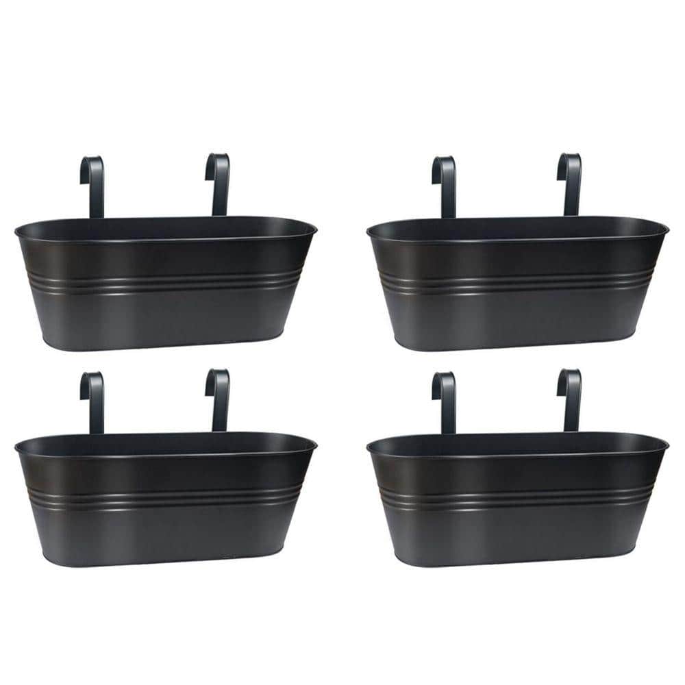 MOEPISY 16 Inch 4 PCS Metal Hanging Flower Pots, Fence Hanging Planters ...