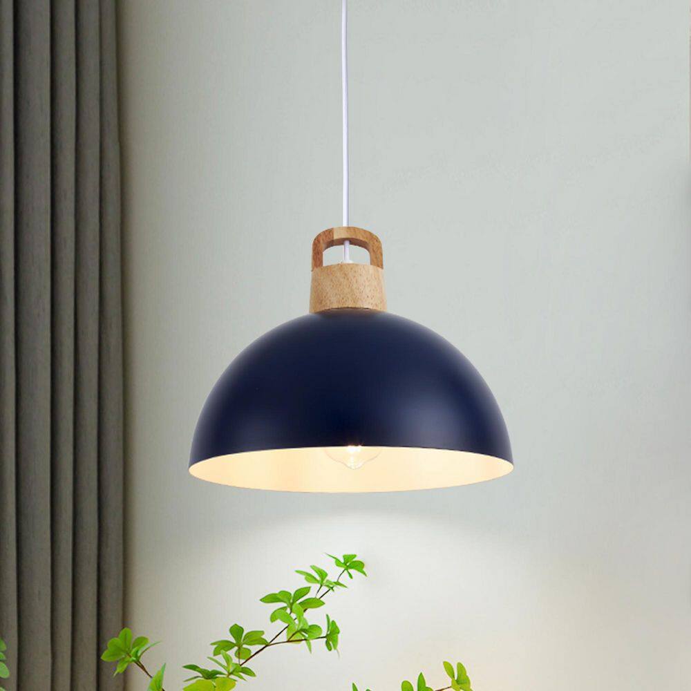 HLJYNJM 1-Light Blue Industrial Metal Dome Shade Pendant Light with ...