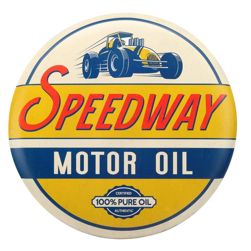 SPEEDWAY Motor Oil Tin Button Decorative Sign 90169057-S - The Home Depot