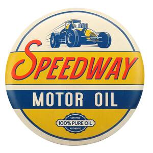 SPEEDWAY Motor Oil Tin Button Decorative Sign 90169057-S
