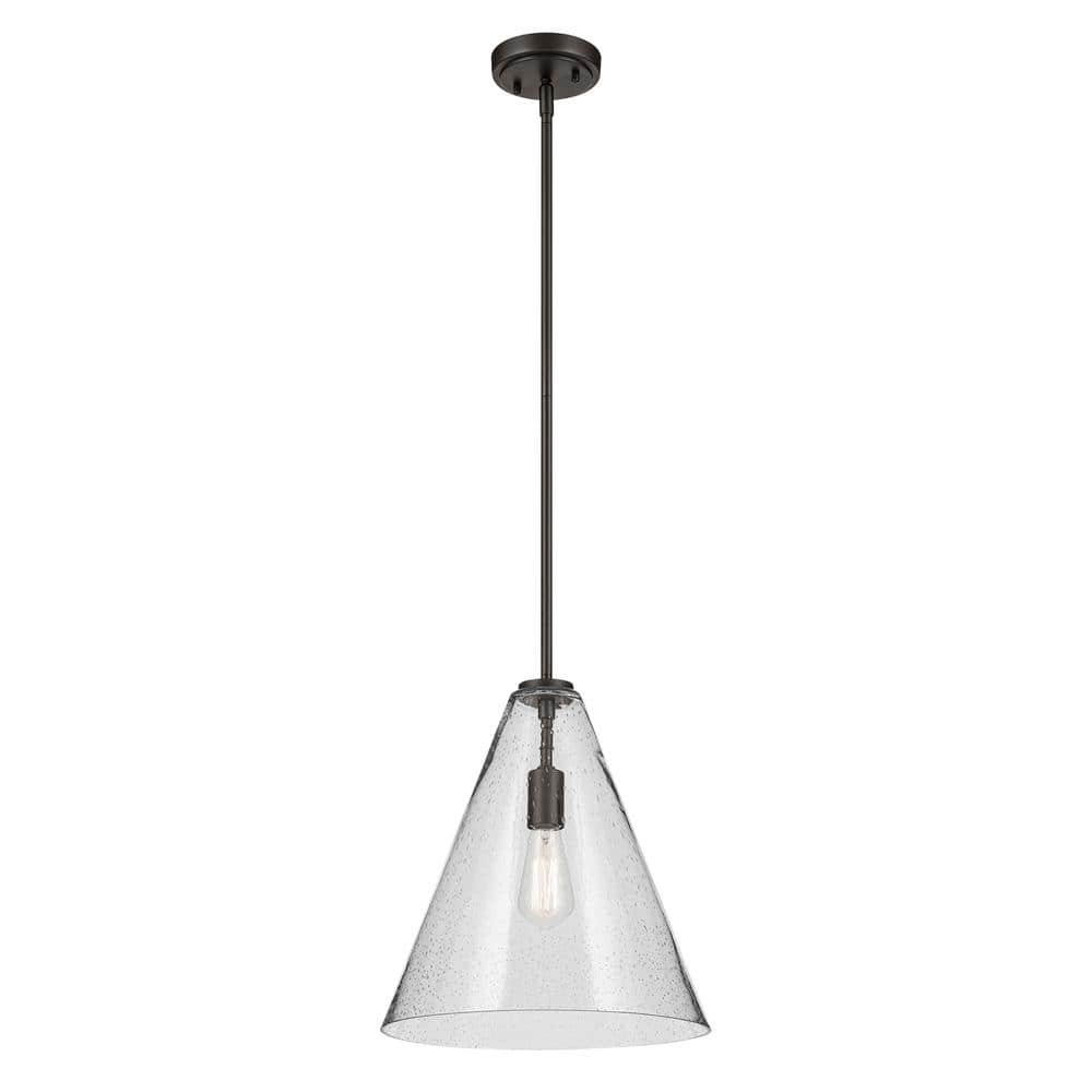 KICHLER Everly 14.25 in. 1-Light Olde Bronze Modern Shaded Cone Kitchen ...