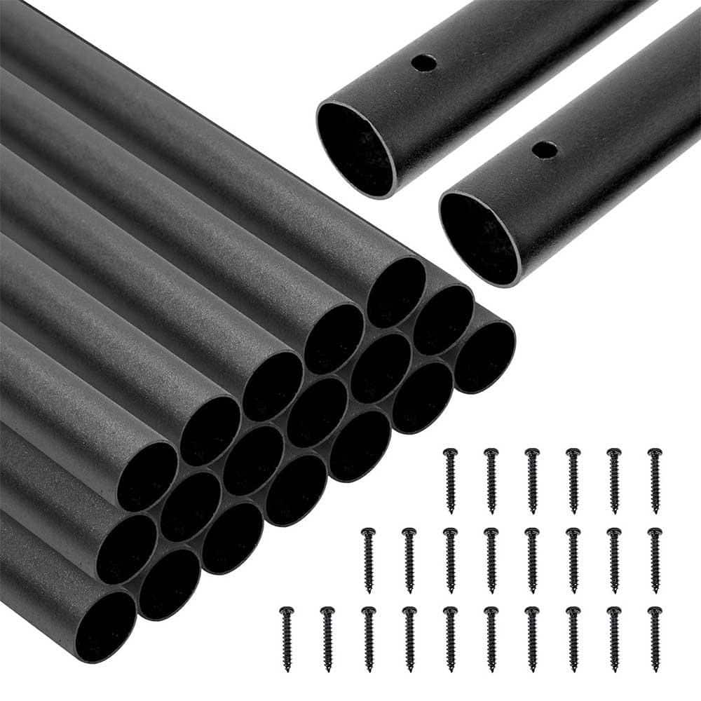Afoxsos 26 in. x 0.75 in. Black Aluminum Round Deck Balusters Metal ...