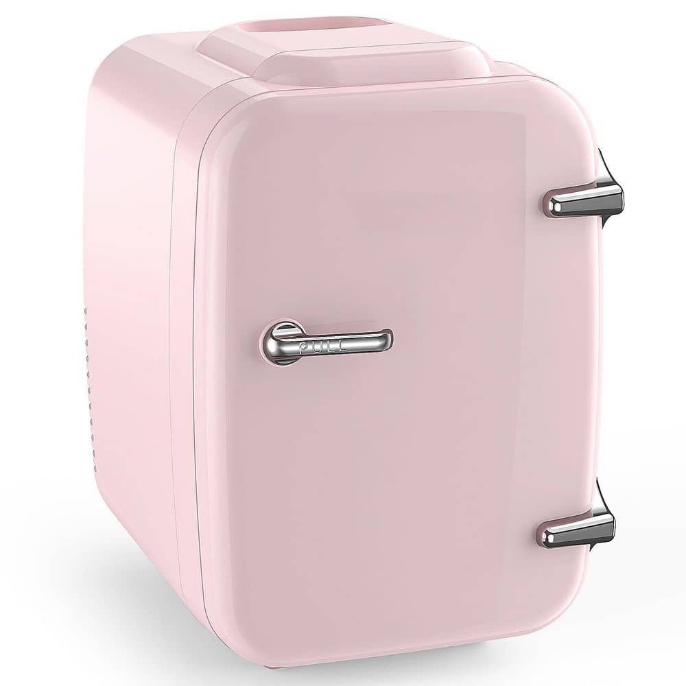 Wudkey 0.14 cu. ft. Mini Refrigerator in Pink with Warming and Cooling ...