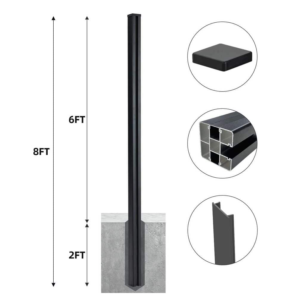 mondaria Composite Fence Series 2.8 in. x 2.8 in. x 8 ft. Aluminum In ...
