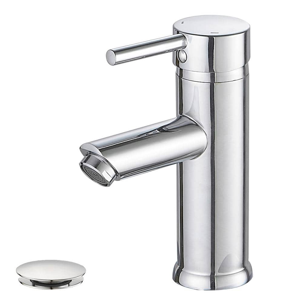 HOMEMYSTIQUE Simple Single-Handle Single-Hole Bathroom Brass Sink ...