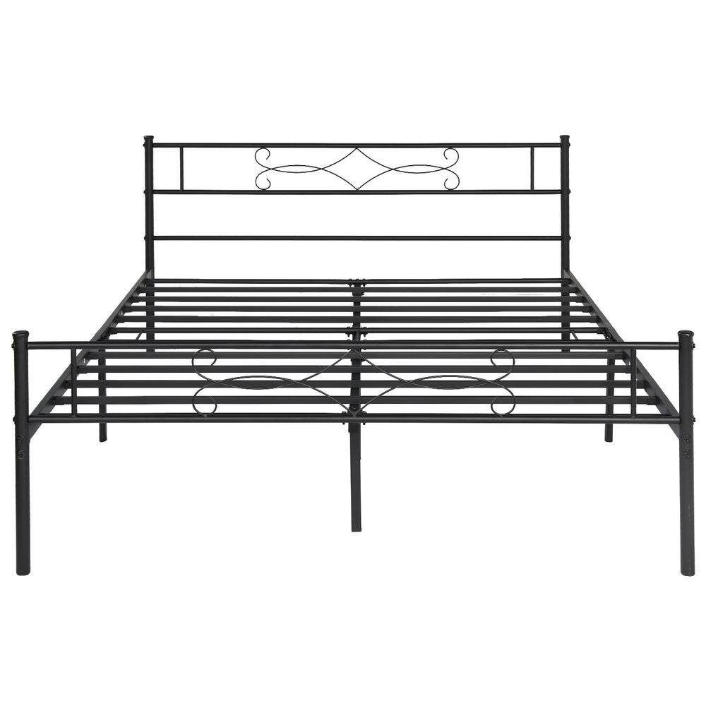 VECELO Bed Frame with Headboards, Black Heavy-Duty Frame 60 in. W Queen ...