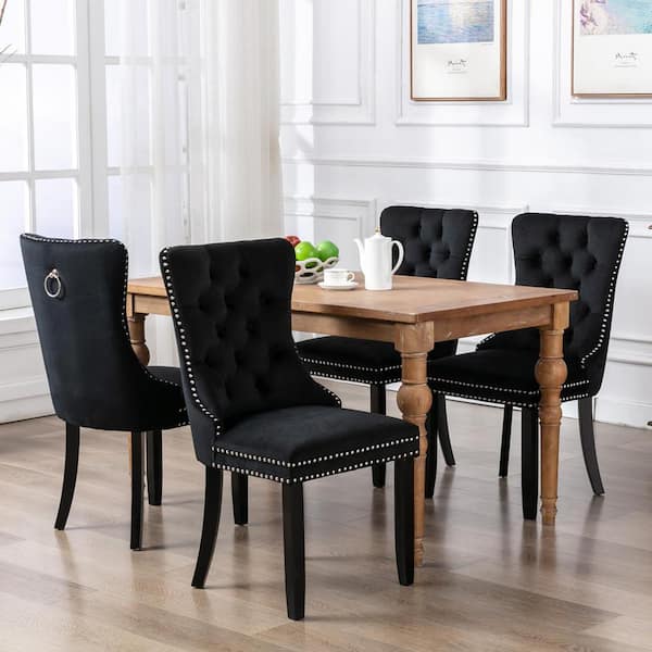 Black velvet dining chairs set of 4 store
