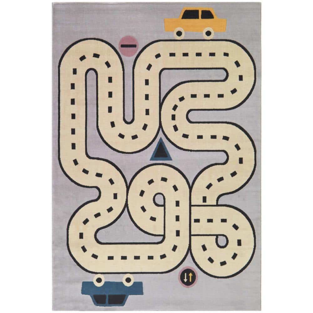BALTA Highway Grey 4 ft. x 6 ft. Race Track Area Rug 3115655 - The Home ...