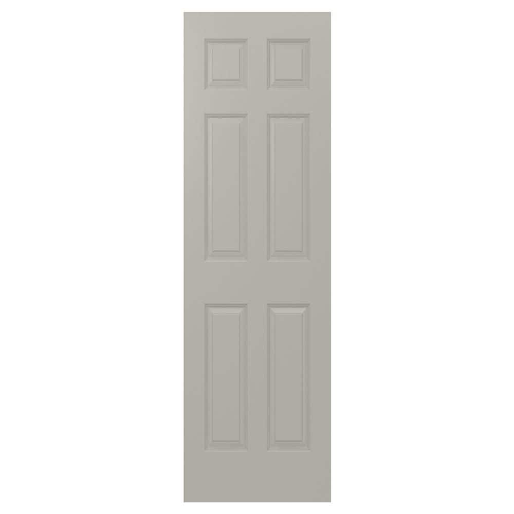 JELD-WEN 24 in. x 80 in. Colonist 6-Panel Light Gray Painted Smooth ...