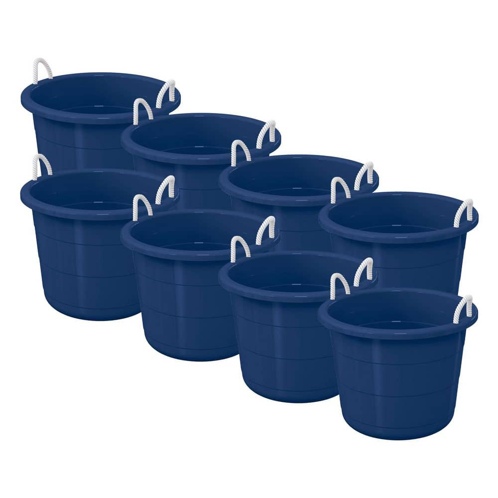 Life Story 17 Gal. Round Open Storage Plastic Cleaning Bucket with Rope ...