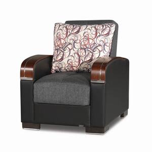 Ottomanson Basics Air Collection Convertible Grey Armchair with Storage ...