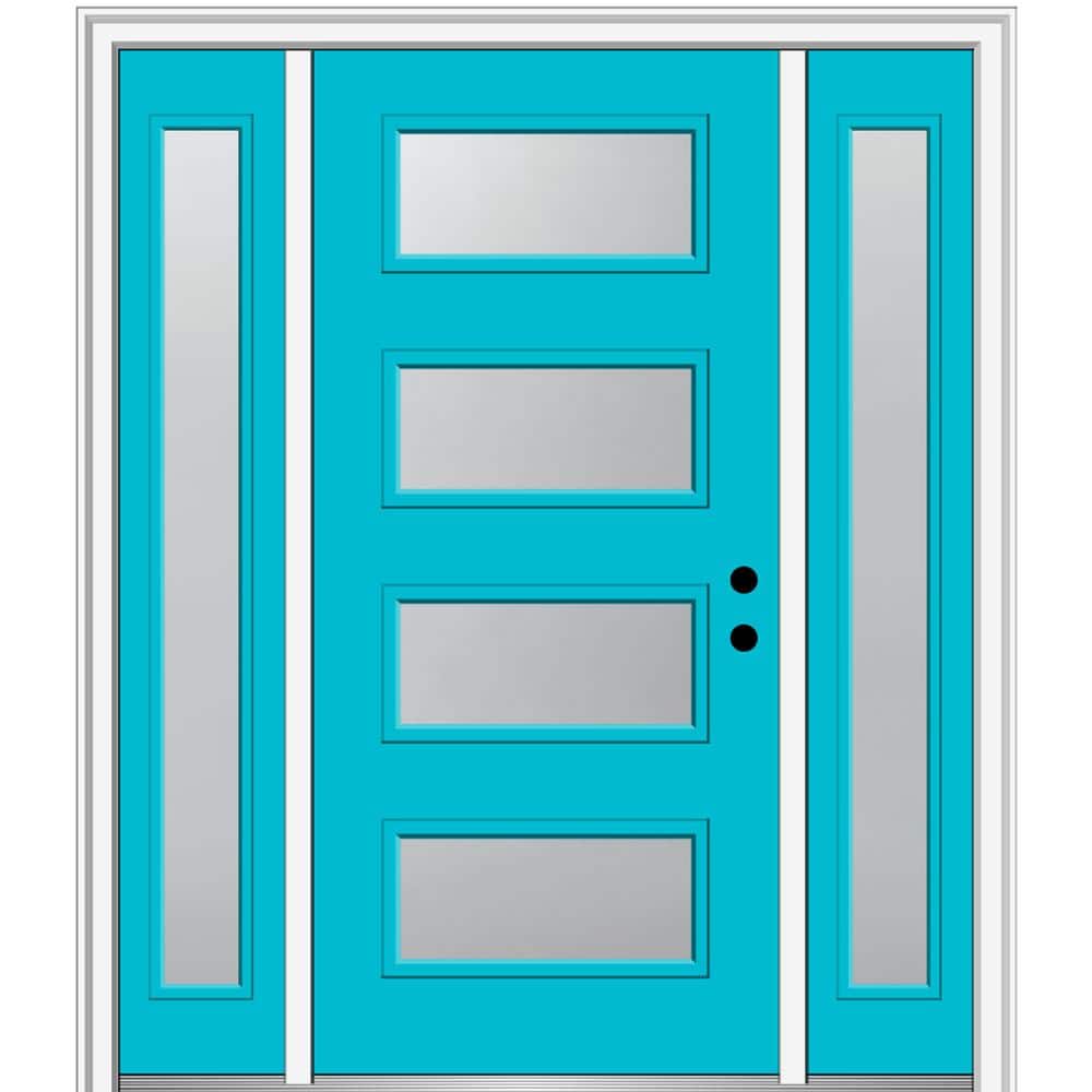 MMI Door 68.5 in. x 81.75 in. Celeste Left-Hand Inswing 4-Lite Frosted ...