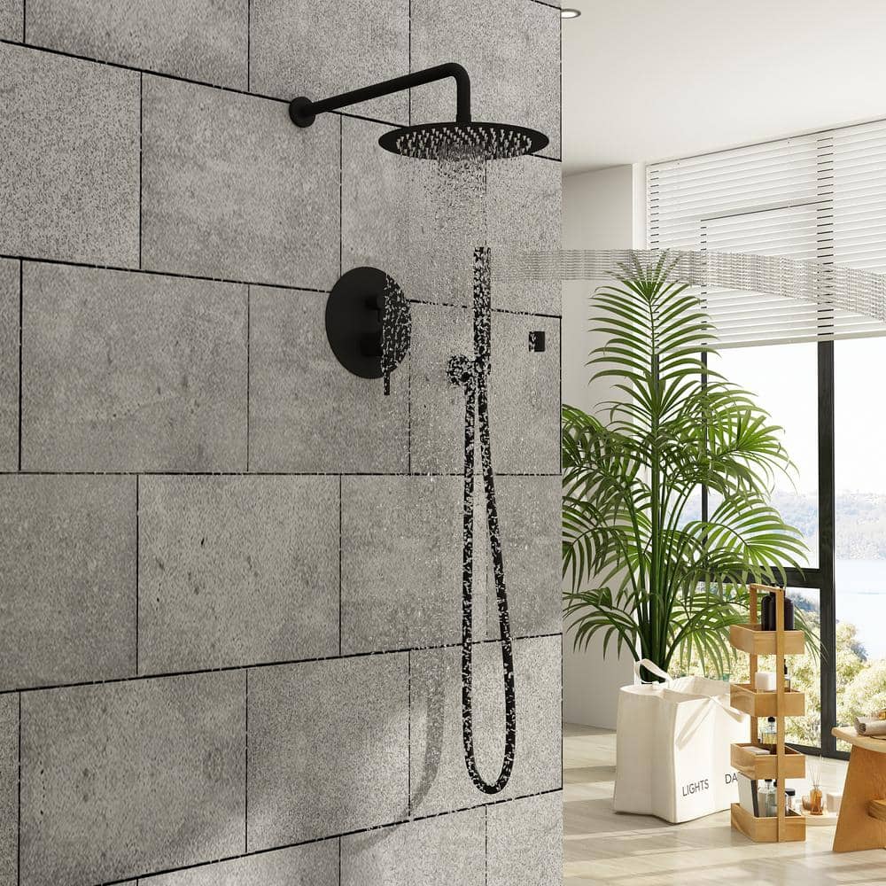 Single-Handle 2-Spray Rain Shower Faucet and Handheld Shower Combo Kit ...
