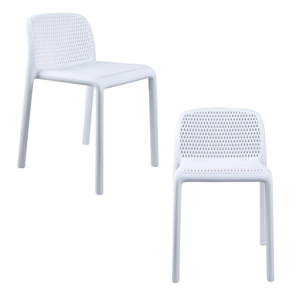 CozyBlock PUNCH Perforated Stackable White Dinner Chair for Both ...
