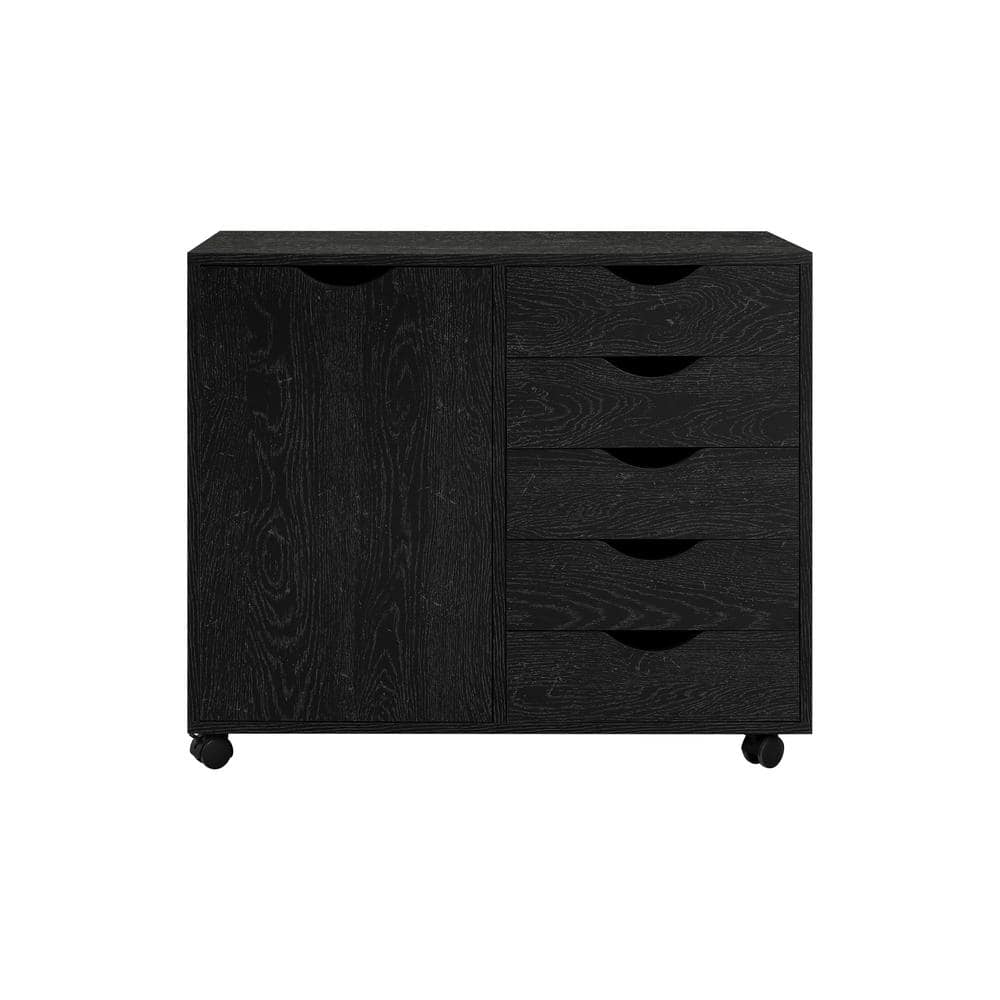 MAYKOOSH Distressed Black 5 Drawer with Shelf 30.7 in W x 15.7 in D x ... MAYKOOSH Distressed Black 5 Drawer with Shelf 30.7 in W x 15.7 in D x ...