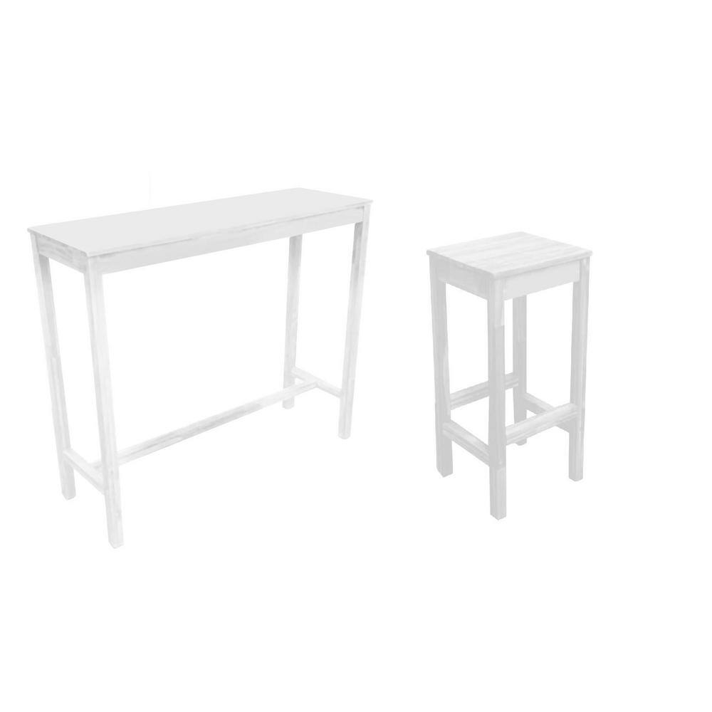 cozyman 53 in. White Solid Wood Counter Height Pub Table Set with Bar ...