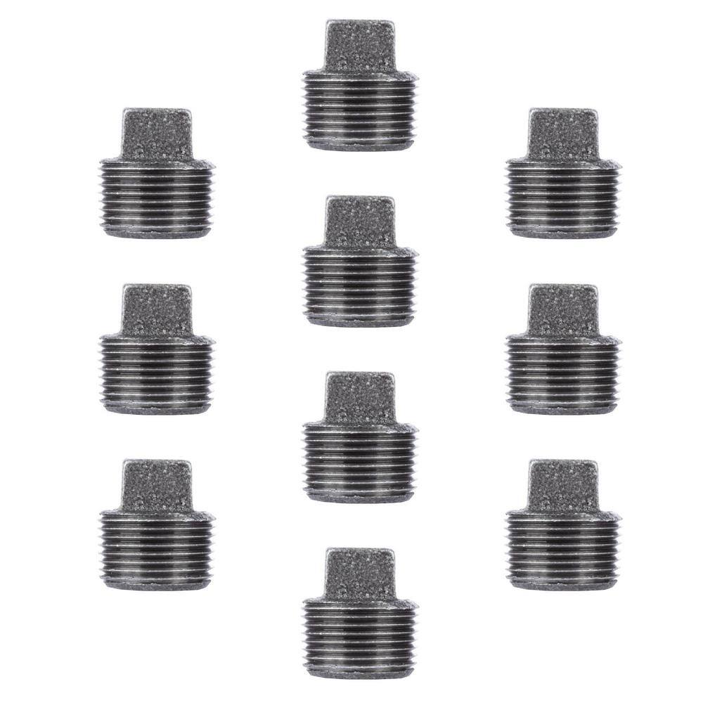 PIPE DECOR 3/4 in. x 1.5 in. Black Iron Plug (10-Pack) PDB P-34-10 ...