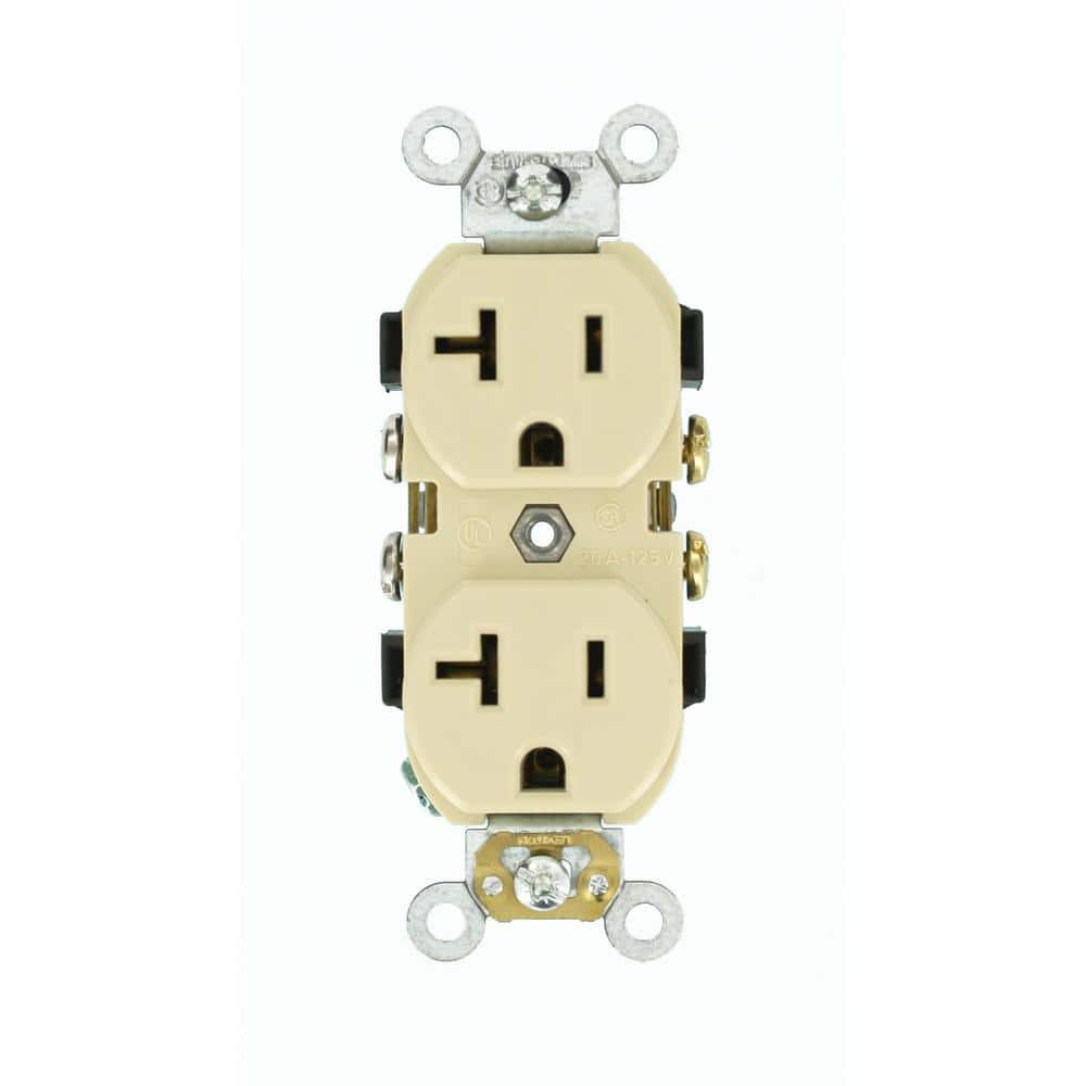 Leviton 20 Amp 125 V Duplex Smooth Face Outlet/Receptacle, Ivory (1 ...