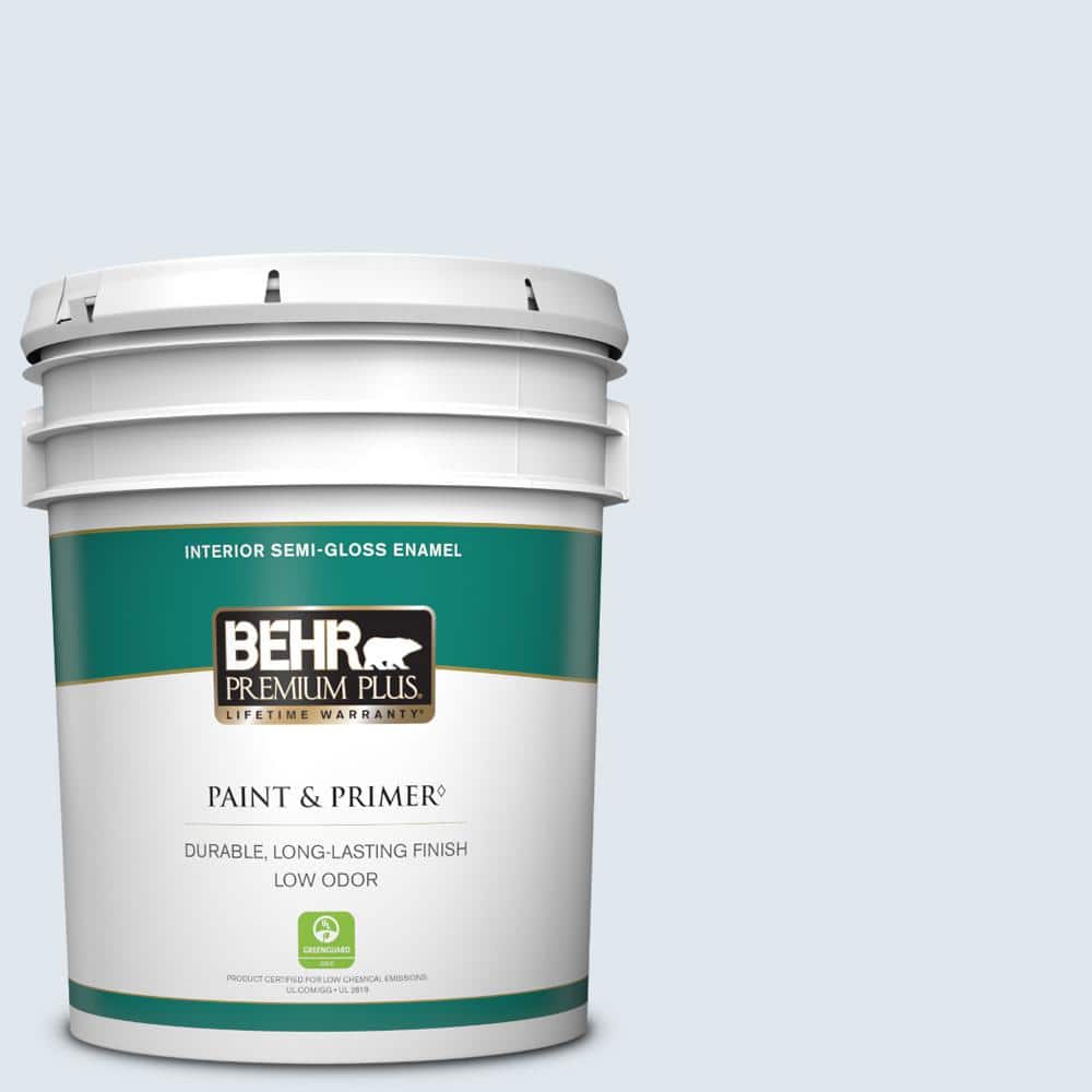 BEHR PREMIUM PLUS 5 gal. #590C-1 Morning Haze Semi-Gloss Enamel Low ...