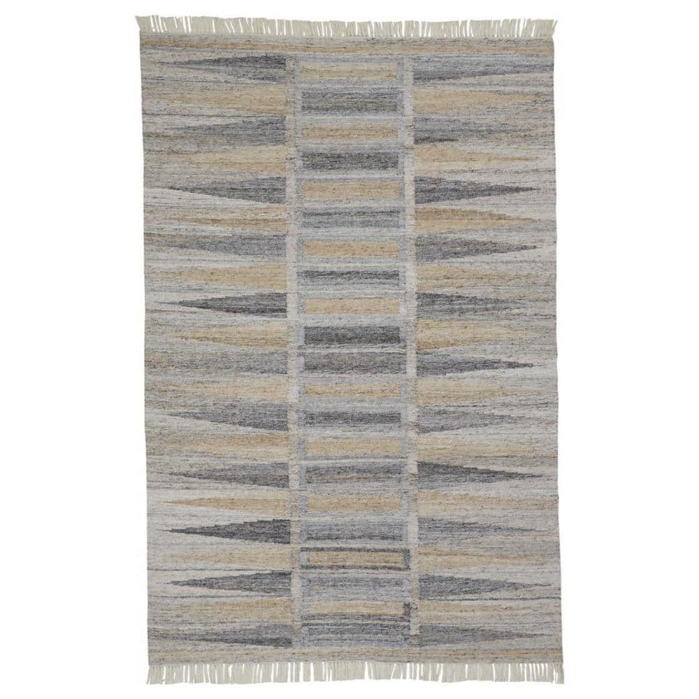 HomeRoots 2 ft. x 8 ft. Tan, Gray Geometric Area Rug 2000512465 - The ...