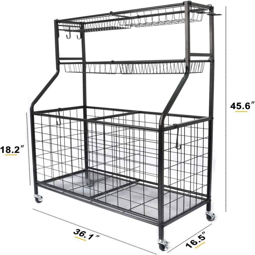 Tileon Storage Rack, Sports Gear Basketball Storage with Baskets and ...