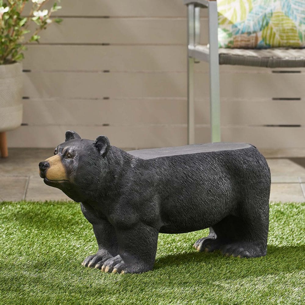 Modern 16.5 in. H Bear Sculpture Outdoor Garden Statue Outdoor Bench ...