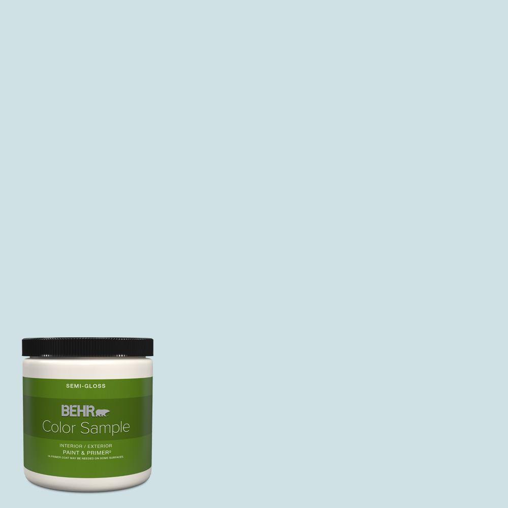 BEHR PREMIUM PLUS 8 oz. #530E-2 Cool Sky Semi-Gloss Interior/Exterior ...