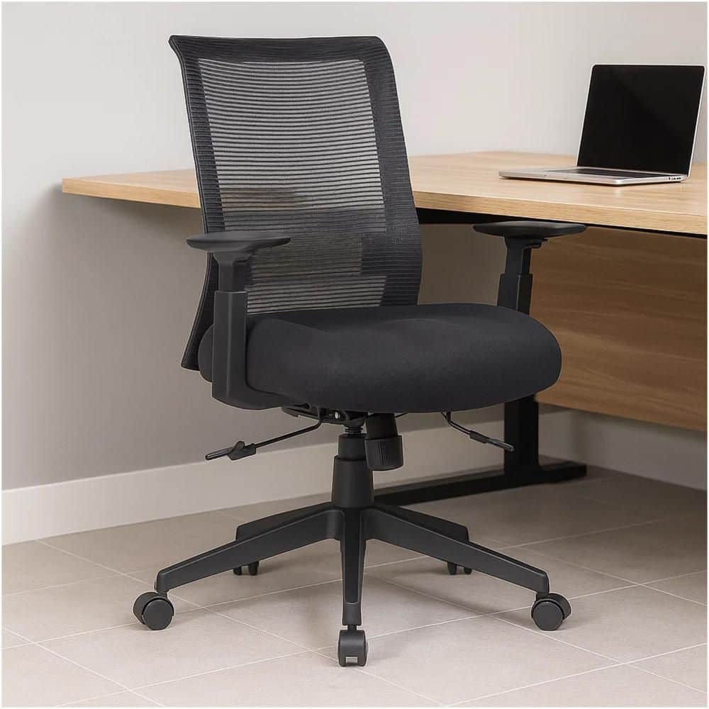 Benjara Mesh Rolling Task Chair in Black Arms BM344448 - The Home Depot