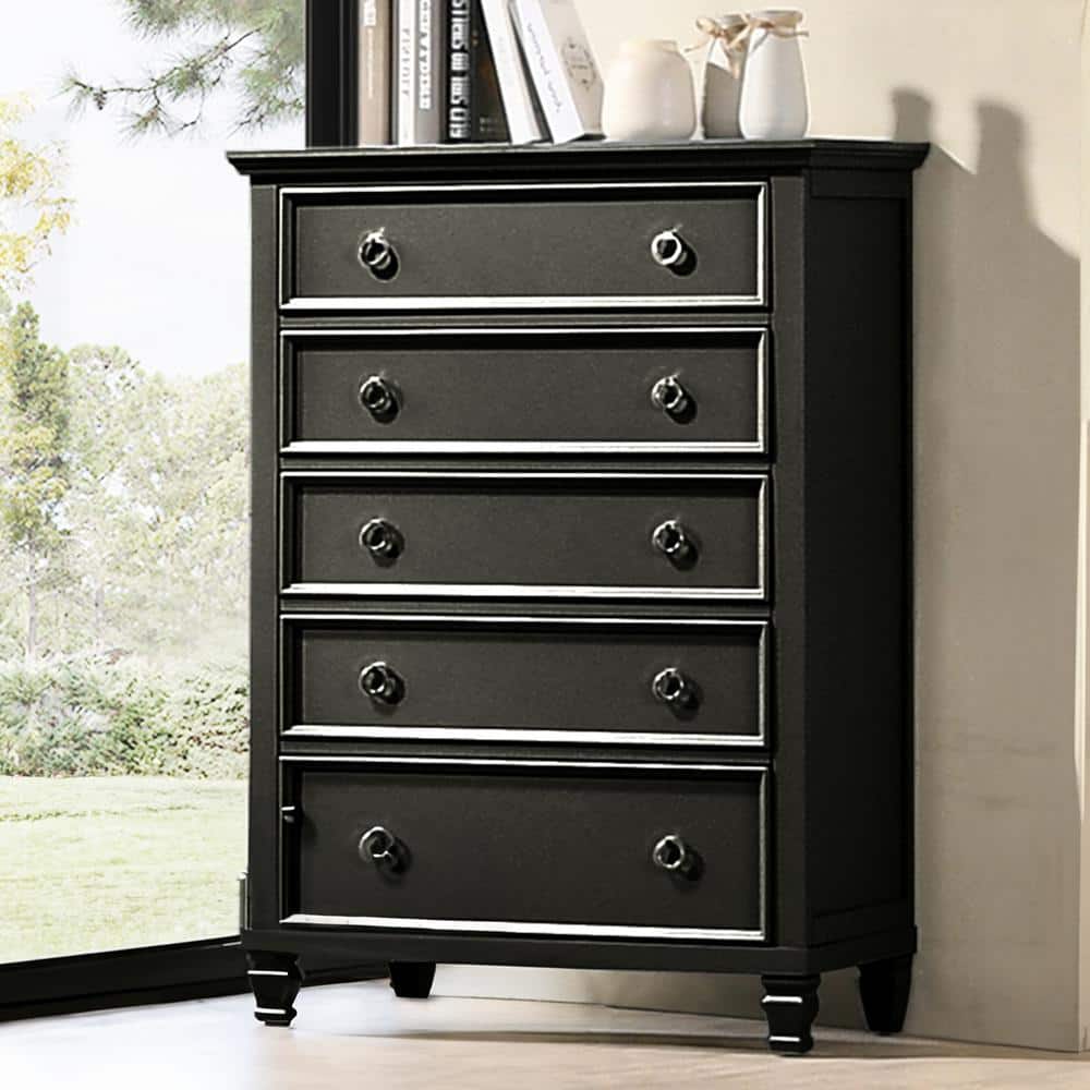 NEW CLASSIC HOME FURNISHINGS New Classic Furniture Tamarack Black 5-drawer 36 in. Chest BB044B ...