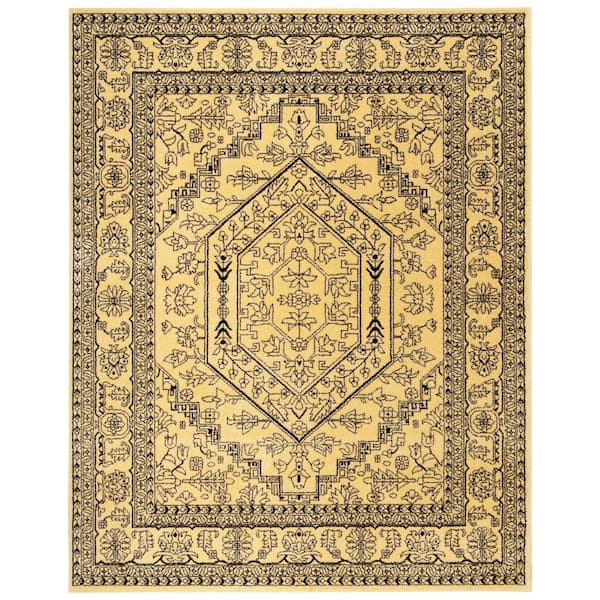 Yellow Polypropylene 8 ft. x 10 ft. Oriental Indoor Area Rug A46A1-rug ...