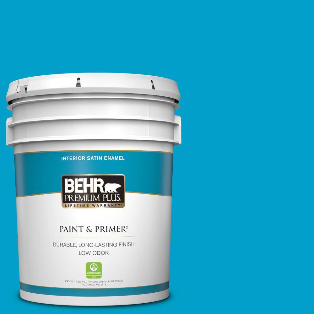 BEHR PREMIUM PLUS 5 gal. #P490-5 Yucatan Satin Enamel Low Odor Interior ...