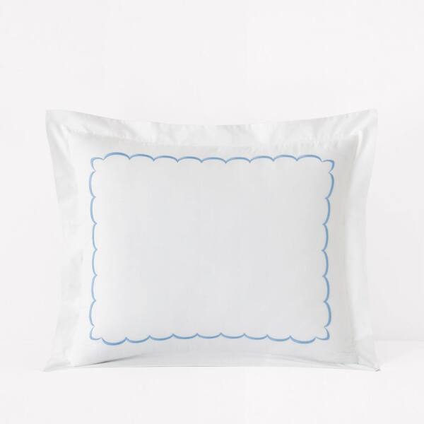 The Company Store Company Cotton Scallop Blue Cotton Percale Standard ...