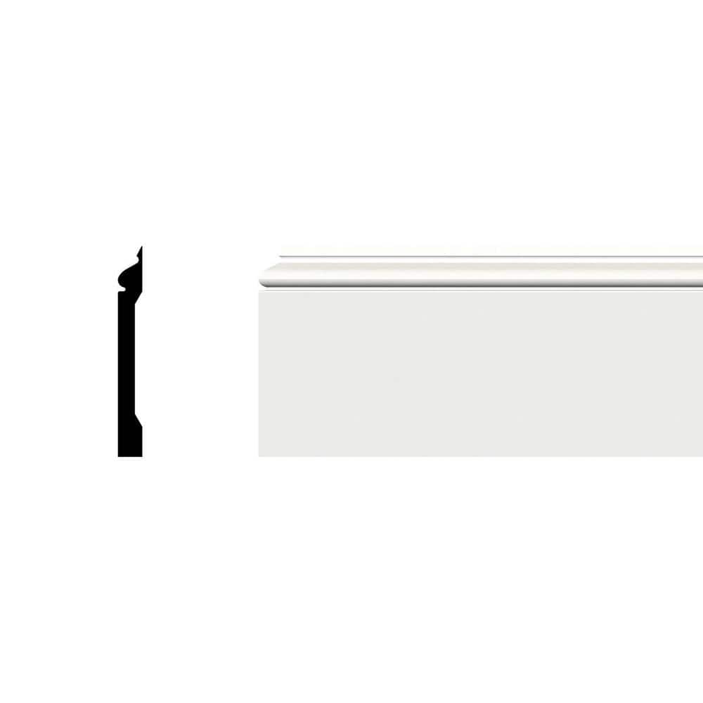 Ekena Millwork 5 in. x 1/2 in. x 96 in. Speed Base Molding, PVC (12 ...
