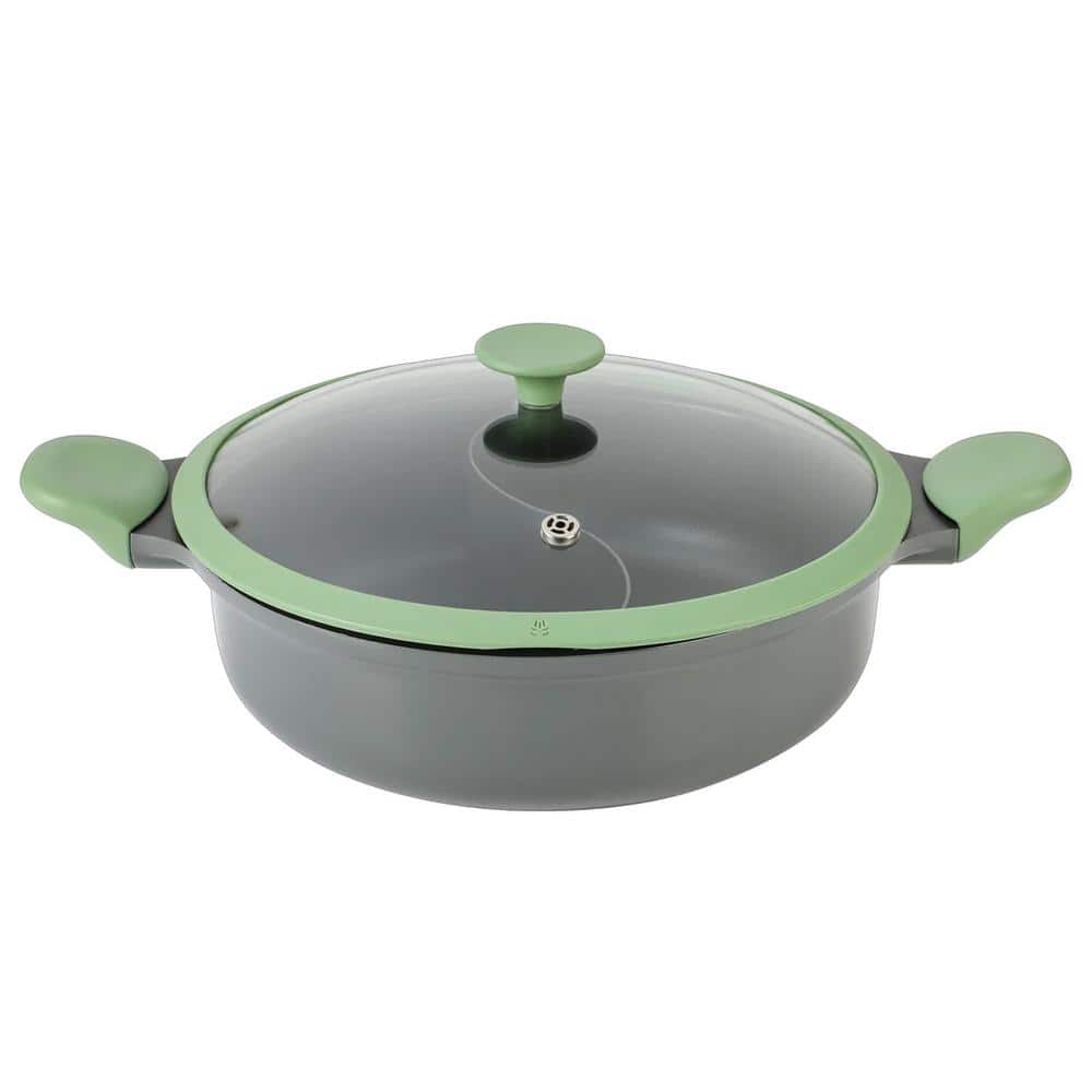 KENMORE Theodore 6.5 Qt. Nonstick Cast Aluminum Divided Hot Pot Pan ...