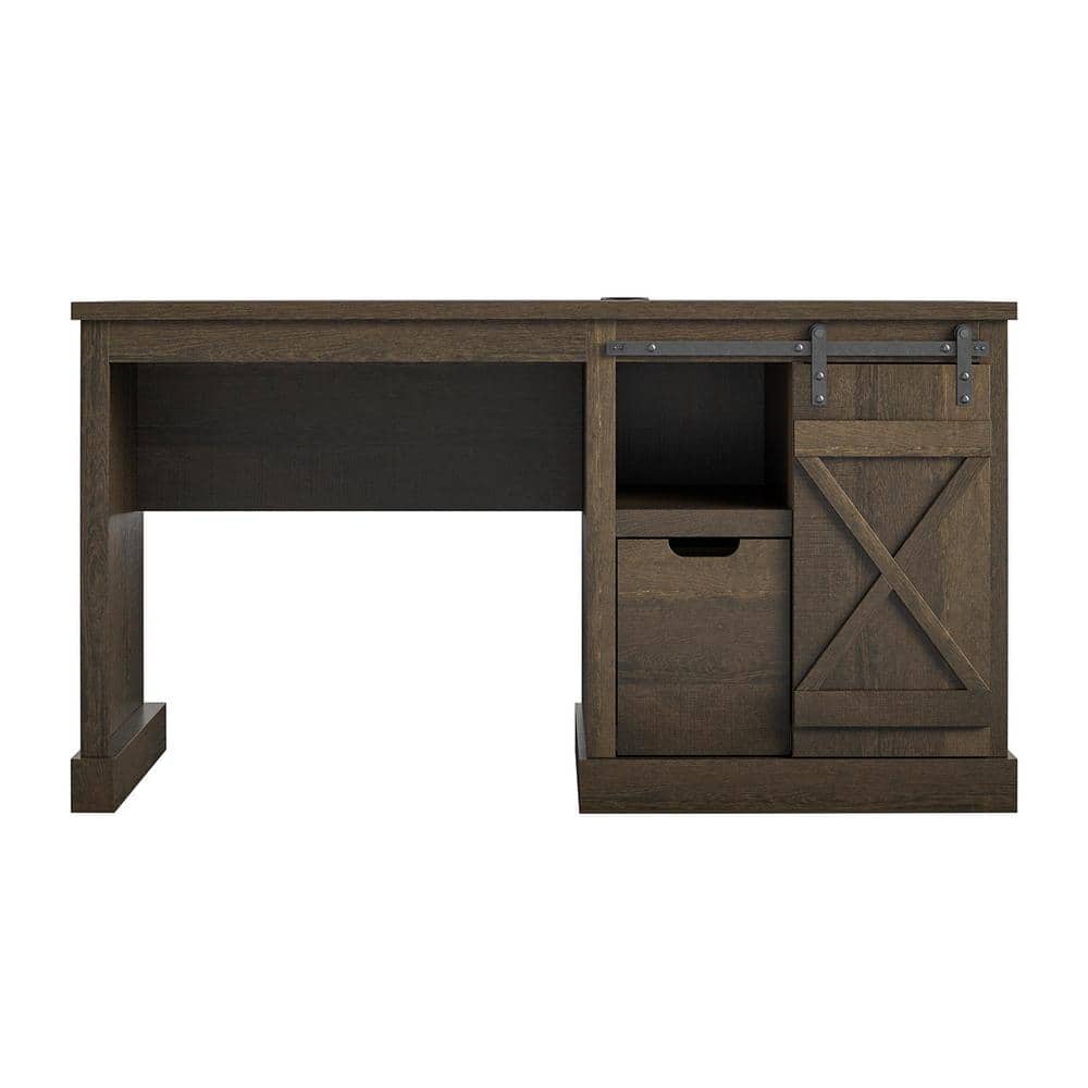 Ameriwood Home Bayshore Heights 51.9 in. Single Pedestal Desk Brown Oak ...