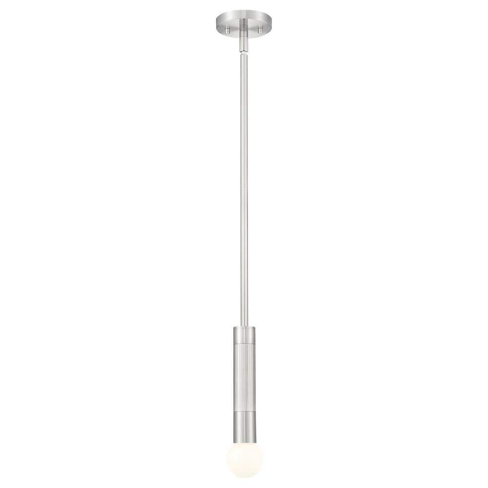 Stari 60-Watt 1 Light Rod Hung Brushed Nickel Mini Pendant Light with ...