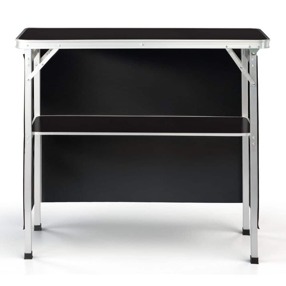 Karl home 39 in. Black Rectangle Aluminum Picnic Tables Patio Portable ...