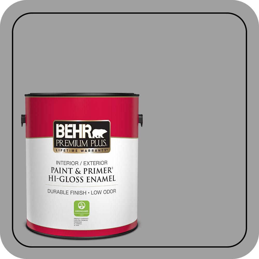 BEHR PREMIUM PLUS 1 gal. #PPU26-06 Elemental Gray Hi-Gloss Enamel ...