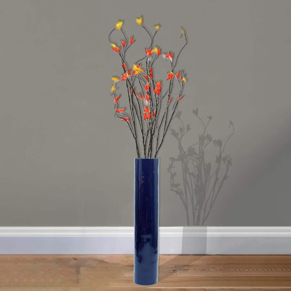 Uniquewise 30 in. Blue Tall Decorative Contemporary Bamboo Display ...