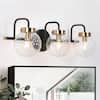 LNC Modern 3-Light Black Vanity Light Brass Wall Light with Raspberry ...