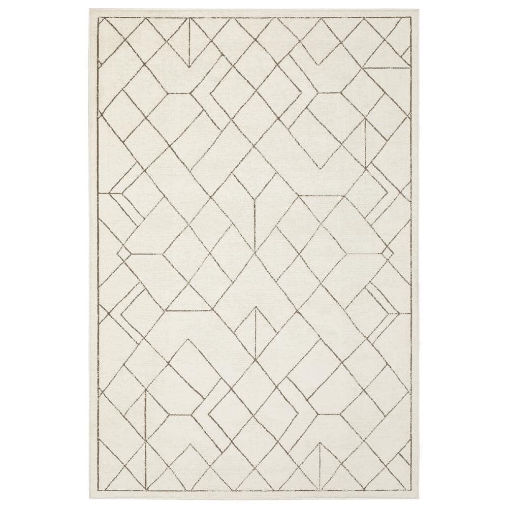 AVERLEY HOME Rayder Ivory/Taupe 5 ft. x 8 ft. Faceted Geometric ...
