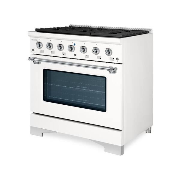 Hallman Classico Series 36 Gas Freestanding Range with Chrome Trim White