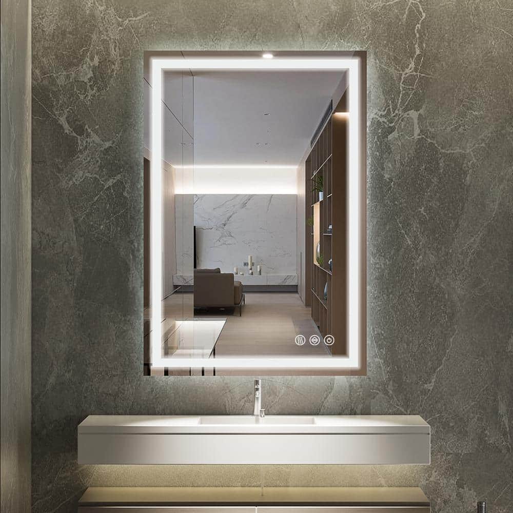 XRAMFY 26 in. W x 37.8 in. H LED Frameless Bathroom Vanity Mirror Wall ...