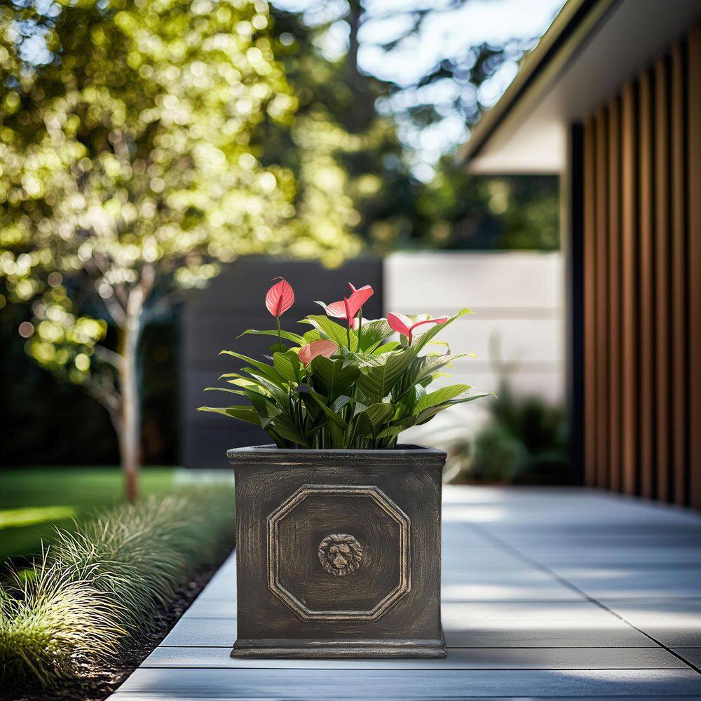 Sapcrete Decorative 12.6 in. High Extra Large Square Deep Charcoal ...