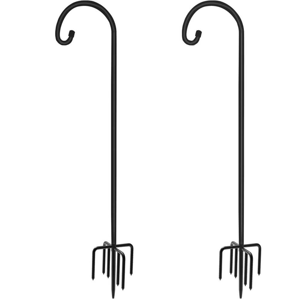 Misopily 76 in. Adjustable Outdoor Steel Shepherd Hook Matte Black with ...