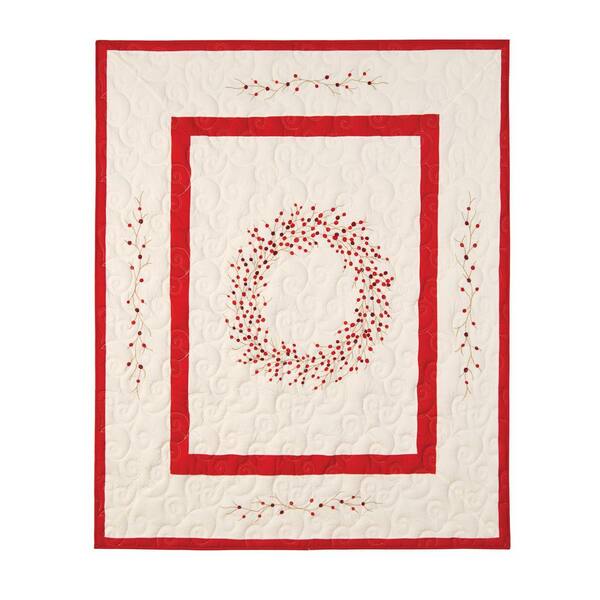 C&F Home Berry Wreath White Red Cotton Throw Blanket 842582291 - The ...