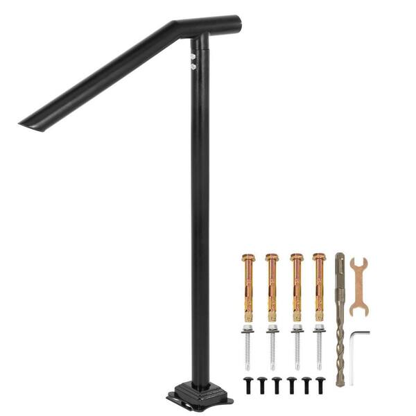 VEVOR 3 ft. Single Post Handrail Fits 2 to 3 Steps Iron Stair Handrail ...